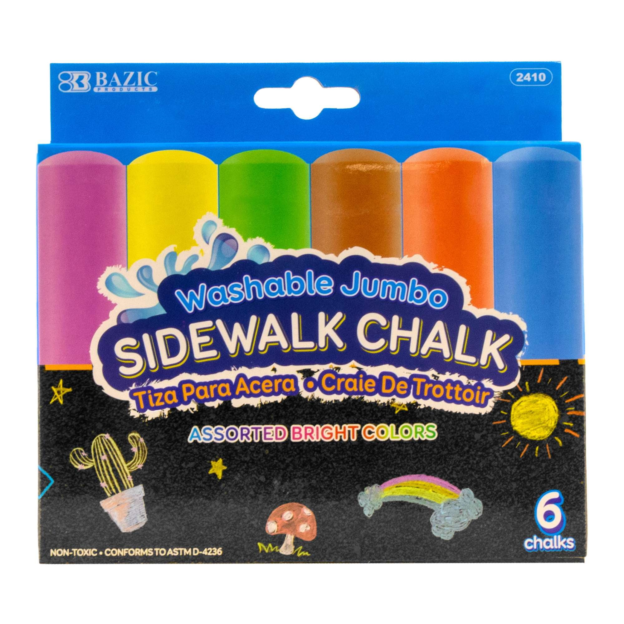 BAZIC Jumbo Sidewalk Chalks 6 Colors, for Outdoor Coloring Drawing Art ...