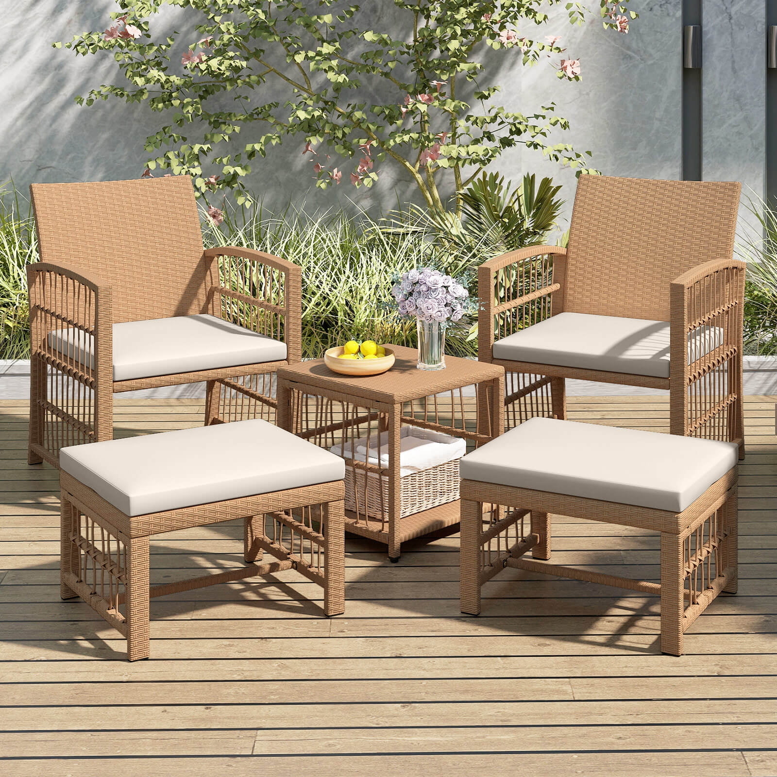 Click here for Costway 5 Pieces Patio Conversation Set Pe Rattan... prices