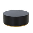 Kevinplus Stylish Black Coffee Table, Gold Rim, Round Wood Side Table ...