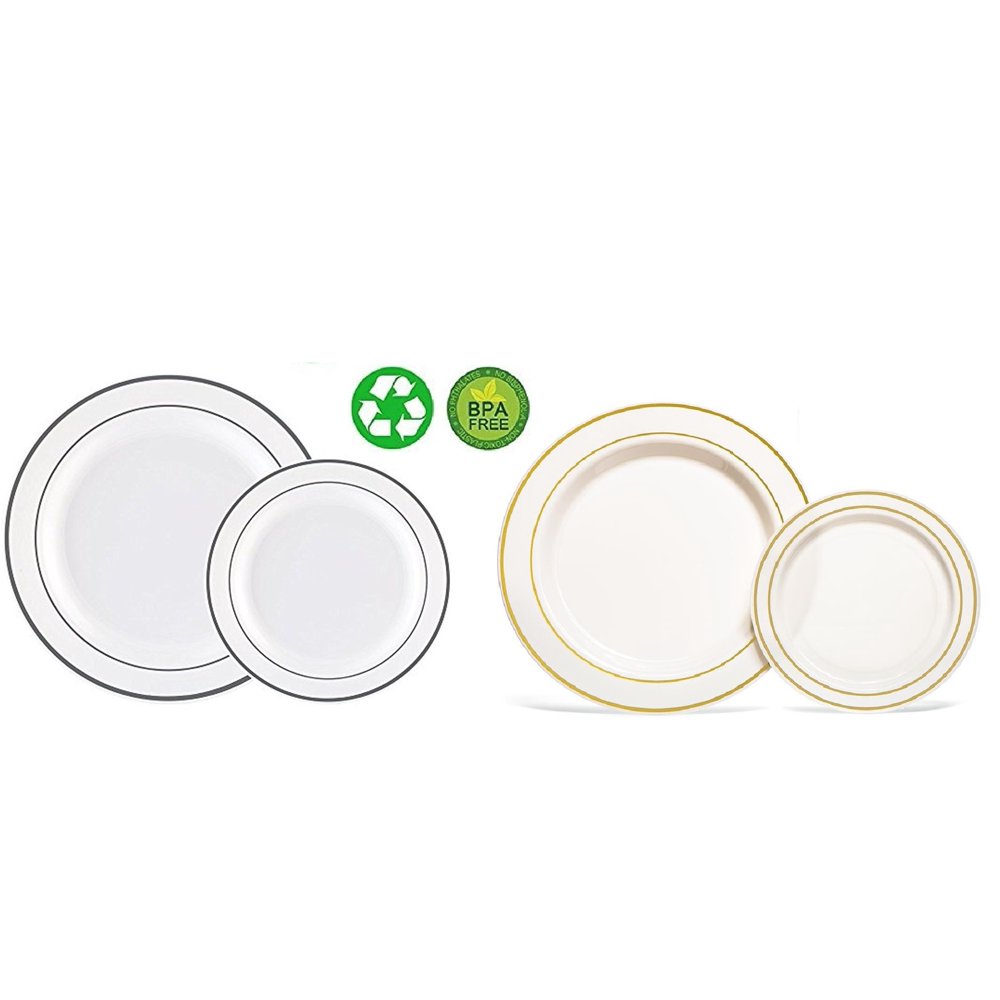 Finest Cutlery Heavyweight Disposable Wedding Party Plastic Plates ...