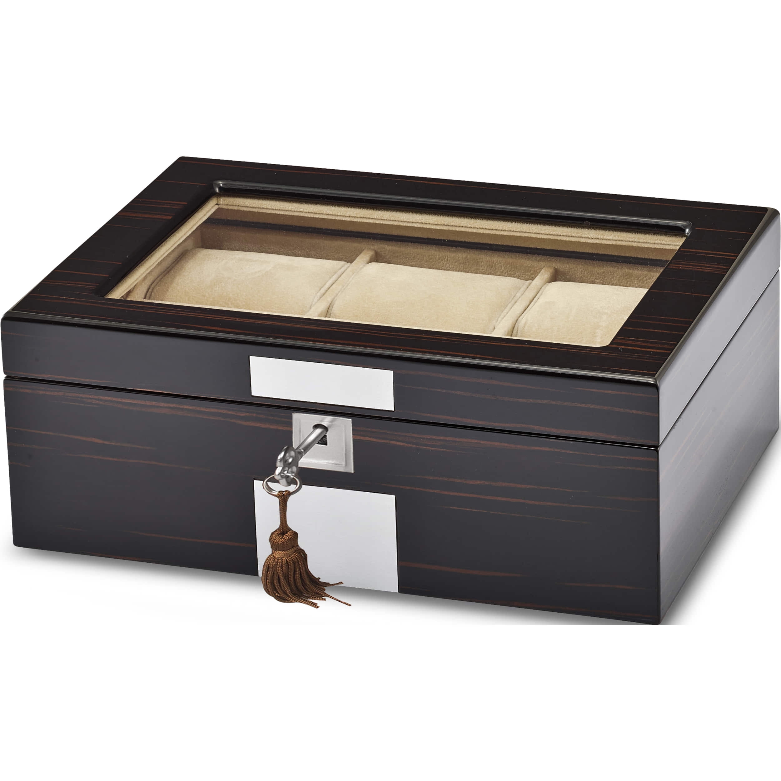 Fashion High Gloss Ebony Veneer Watch & Jewelry Box With Lift-Out Tray ...