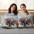 Purple Lilacs Pillow Covers Set of 2, Spring Summer Floral Vase Oil ...