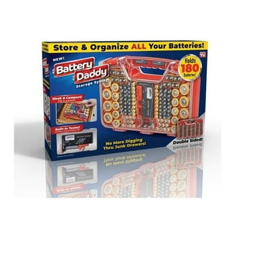 Battery Daddy, Double-Sided Battery Storage System with Tester, Holds ...