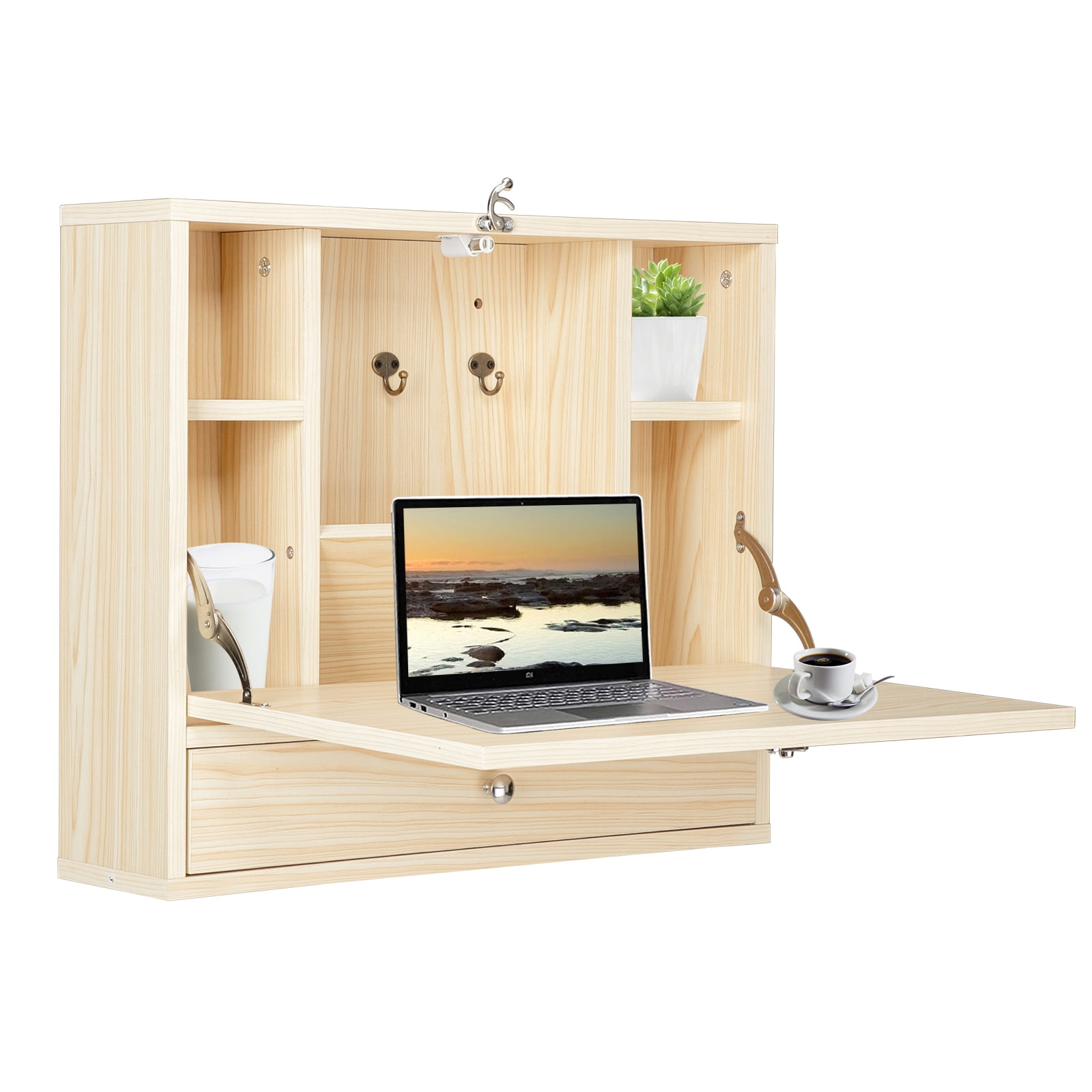 Gzxs Wall Built-up Home Computer Desk Study Writing Desk with Storage ...