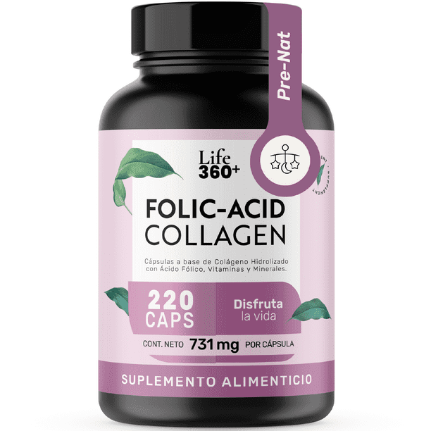 Life 360+ FOLIC ACID COLLAGEN | 220 cápsulas | Cápsulas a base de ...