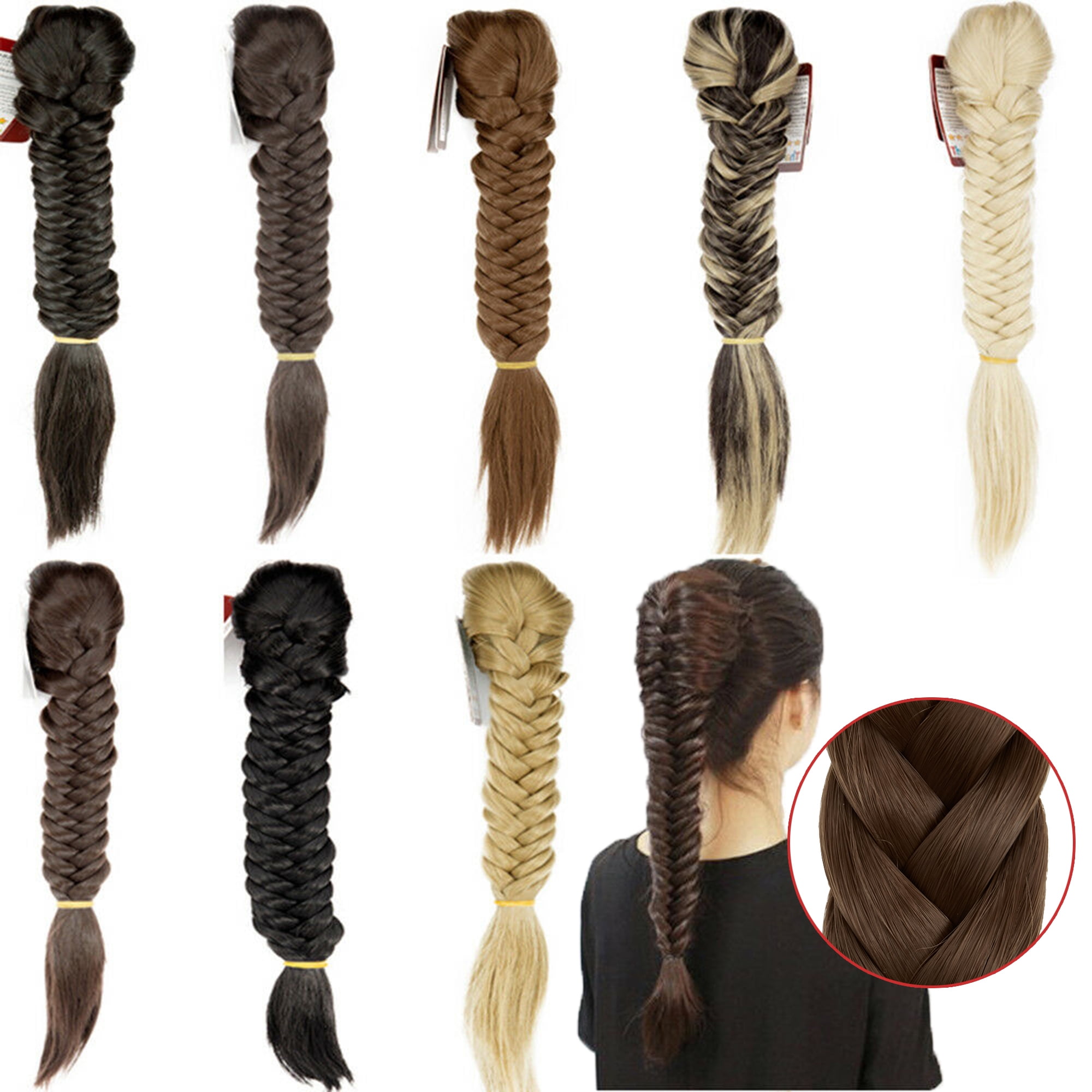 Fishtail Braid Ponytail Extension 21 Inch Claw Clip on in Ponytail ...
