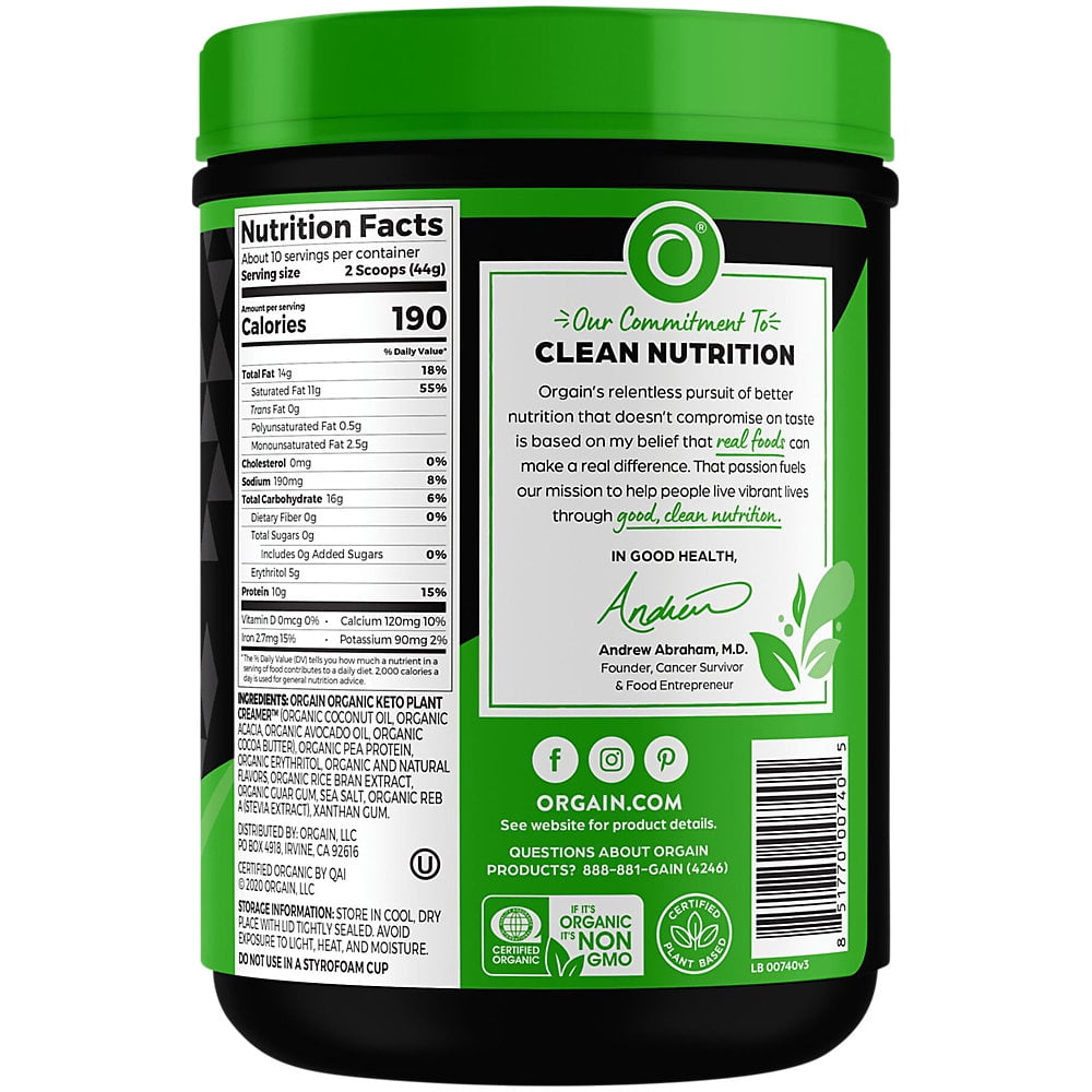 Orgain Keto Plant-Based Protein Powder, Vegan, Gluten Free, Vanilla ...