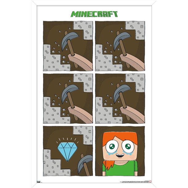 Minecraft - Simple Comic Alex Cry Wall Poster, 14.725" x 22.375" Framed ...