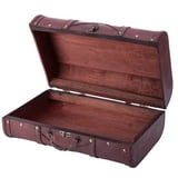 Antique Cherry Wooden Suitcase with Leather X Design - Walmart.com