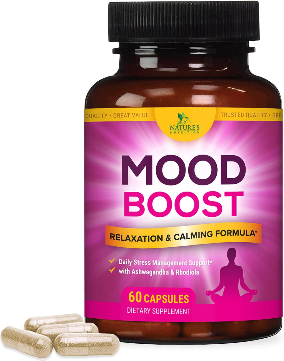 Nature's Nutrition Anxiety Relief Pills & Herbal Stress Reducer, 1000 ...