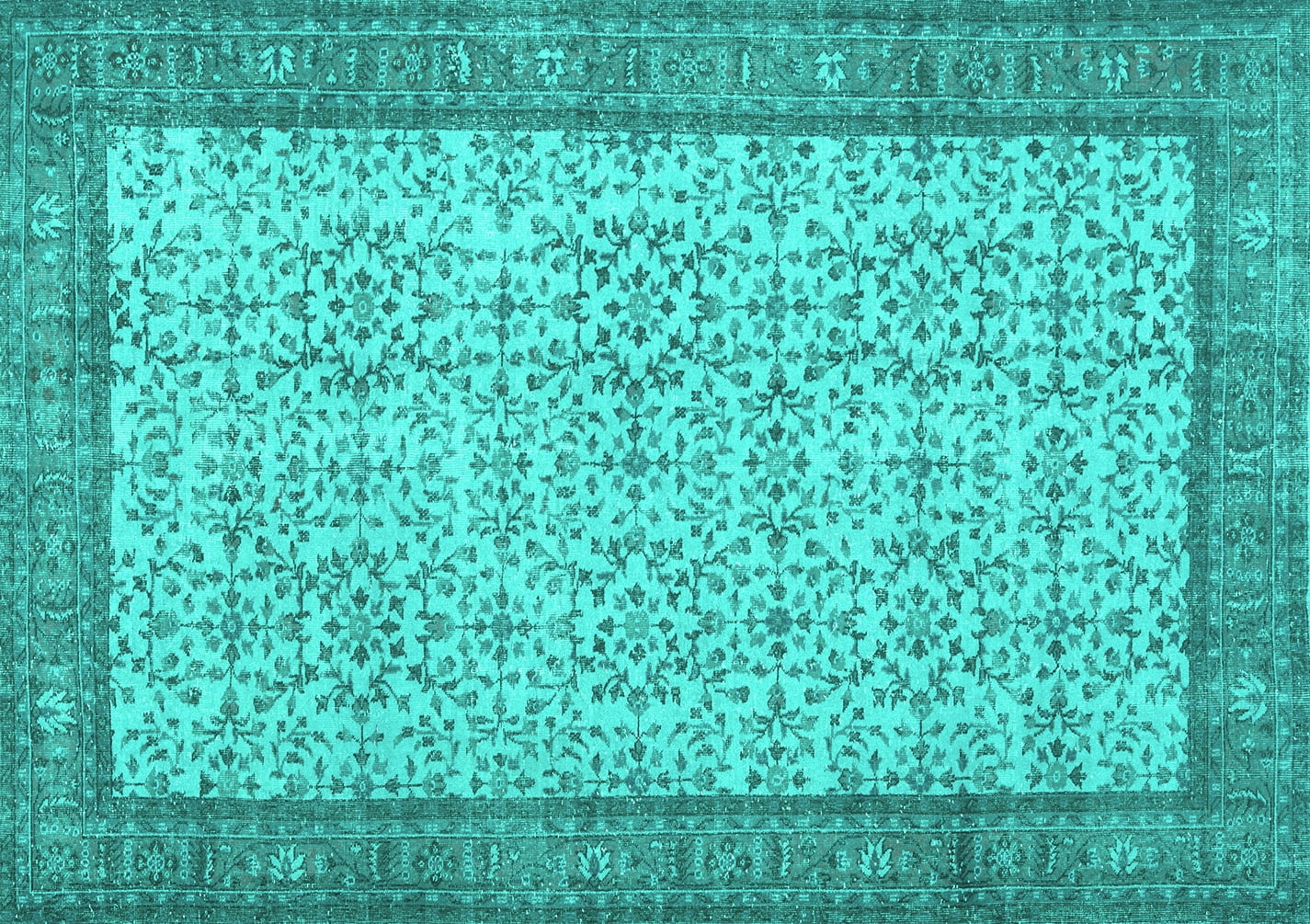 Ahgly Company Indoor Rectangle Persian Turquoise Blue Traditional Area ...
