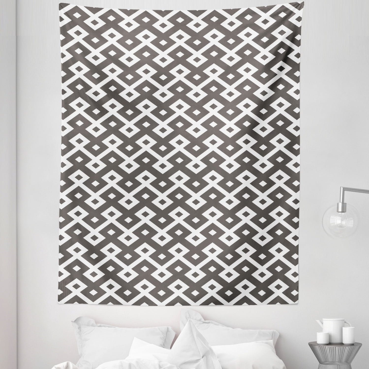 Geometric Tapestry, Diamond Line Pattern with Abstract Monochrome ...