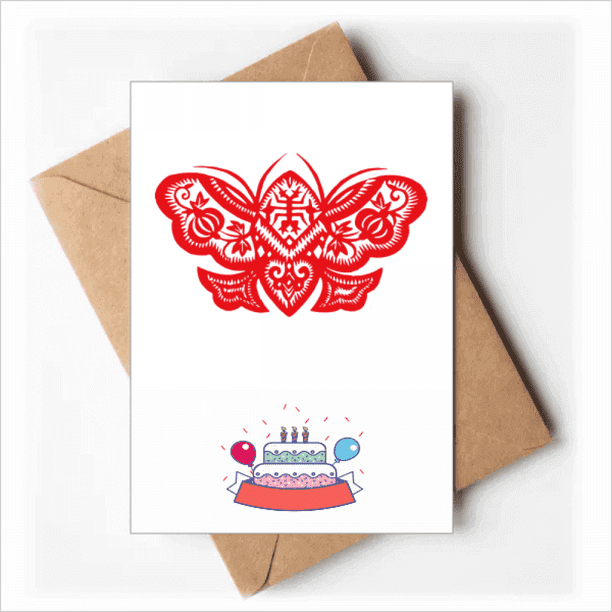 Red Traditional Chinese Paper Cutting Happy Birthday Greeting Cards ...