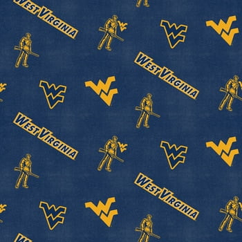 West Virginia University Flannel Fabric with Distressed Ground and logo ...