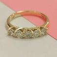 2Ct Round Cut Diamond 5 Stone Wedding Band Ring 14K Yellow Gold Plated ...