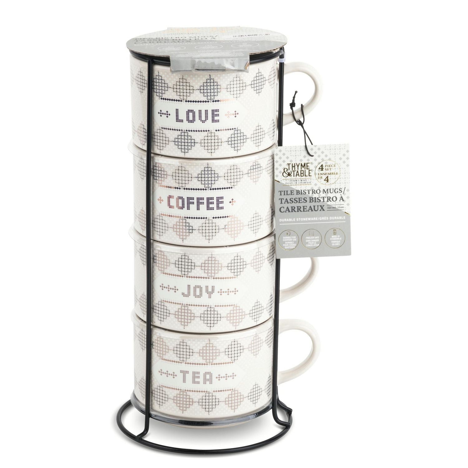 Click here for Thyme & Table Set Of 4 Bistro Stackable Coffee Mug... prices