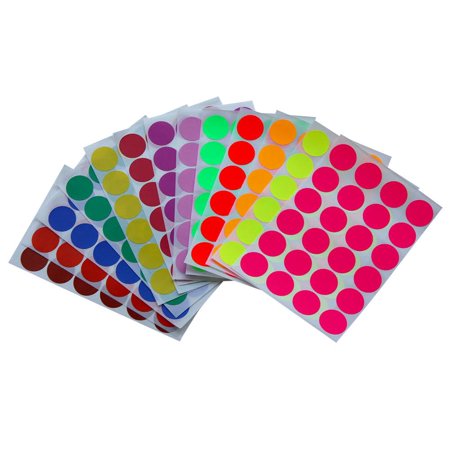 Colored labels 1" inch in 13 Assorted Colors - Sticker Dots 25mm one ...