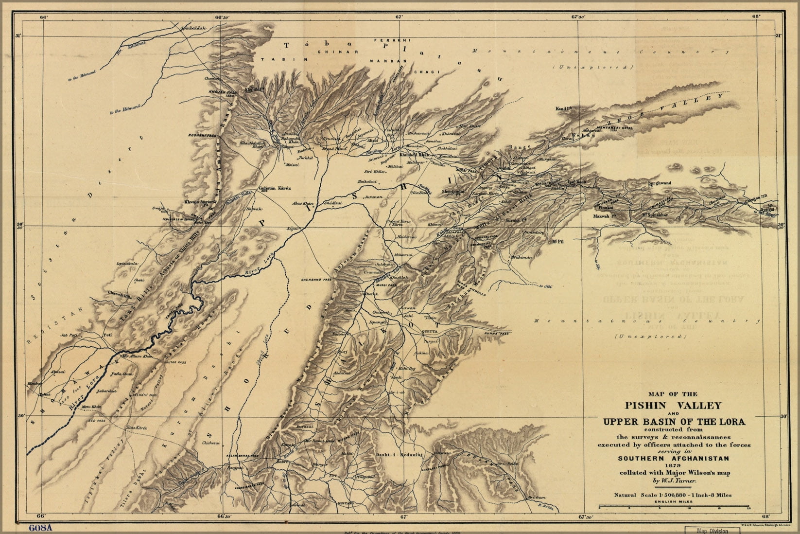 24"x36" Gallery Poster, Map of Pishin Valley 1880 afghanistan pakistan ...
