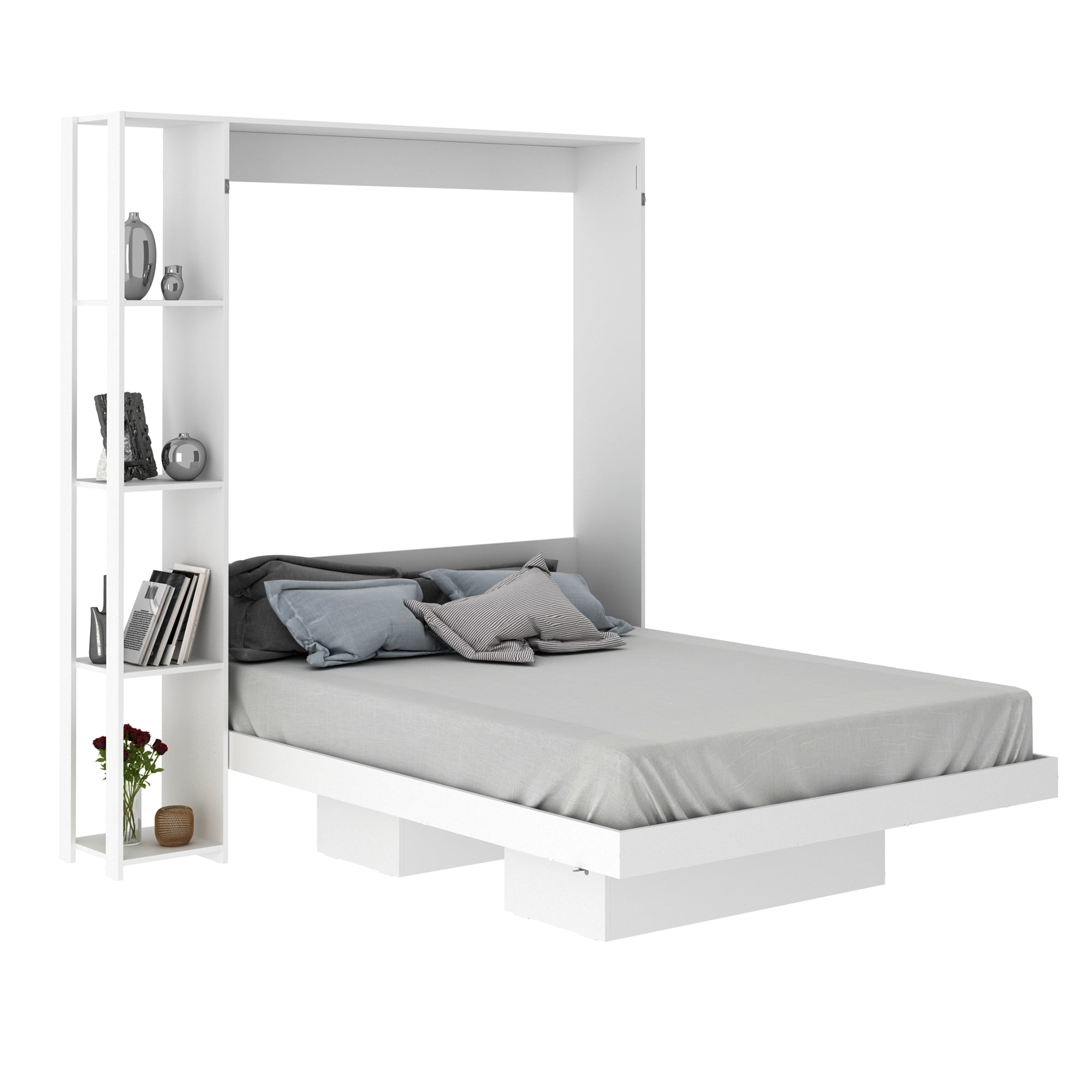 Cama Matrimonial Abatible Con Estantes Blanco CM8014.0101 Progresista ...