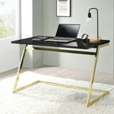 Furniture of America Cornica Metal Writing Desk with USB in Black and ...
