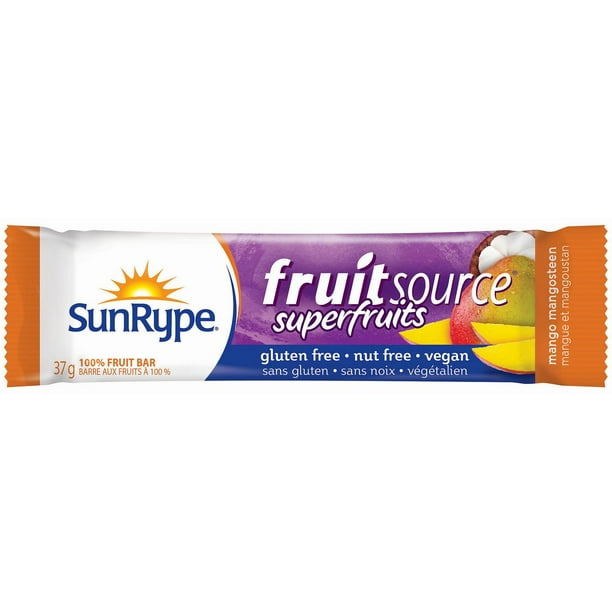 SunRype FruitSource Superfruits Mango Mangosteen 100% Fruit Bar Snack ...