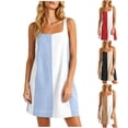 Color Block Elegant Mini Dress for Women Summer Loose Square Neck ...