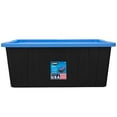 HART 40 Gallon Latching Plastic Storage Bin Container, Black with Blue ...
