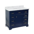 Aria 42" Bathroom Vanity with Royal Blue Cabinet and Carrara Marble Top ...