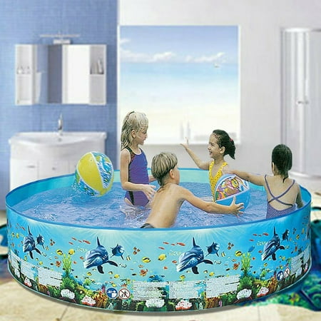 Round Kids Inflatable Swimming Pool, Ocean World Hard PVC Plastic Pool ...