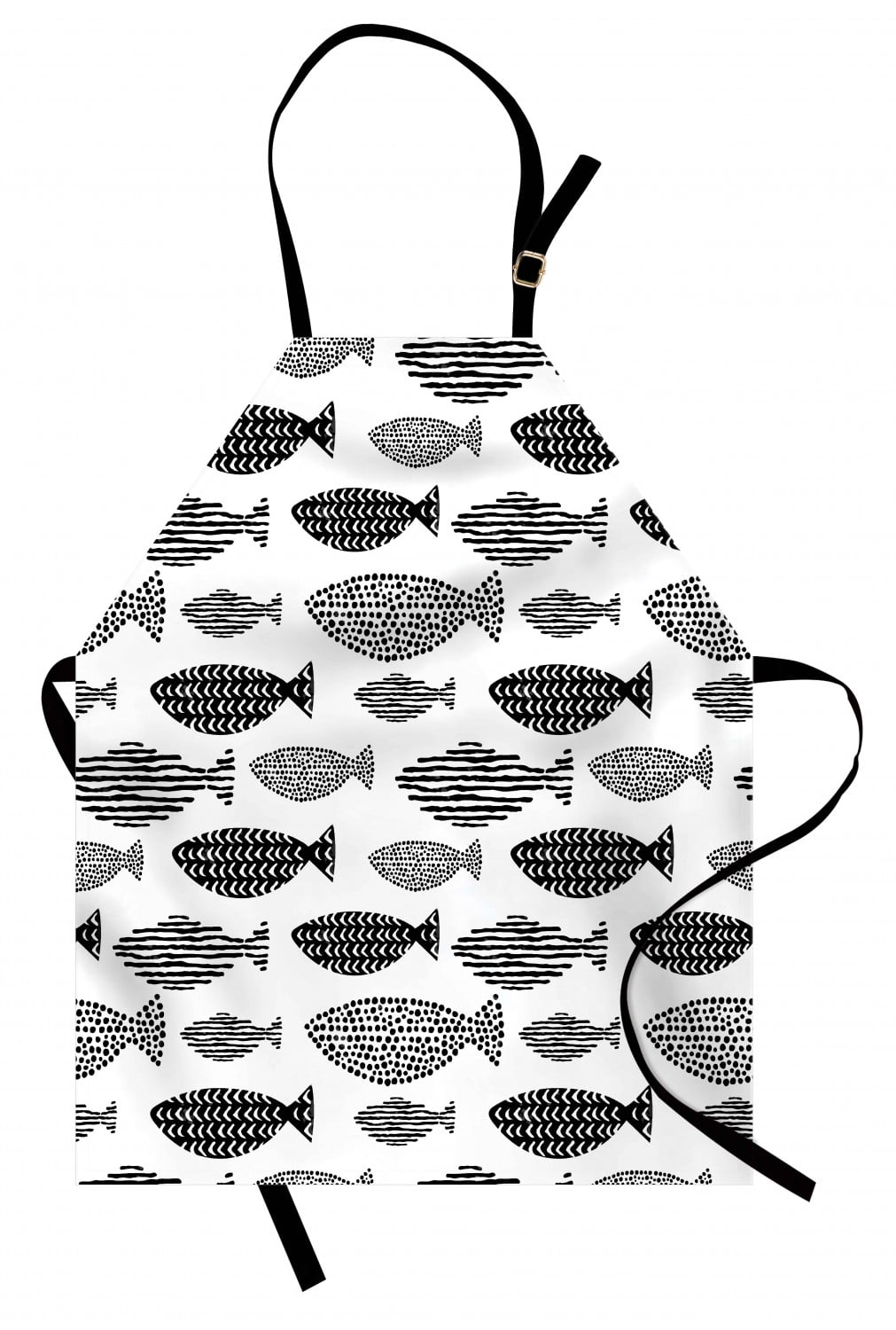 Fish Apron Minimalist Fish with Pared down Dots and Stripped Lines Sea ...