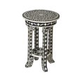 Bone Inlay End Table – Round Floral Medallion Top with Black and Ivory ...