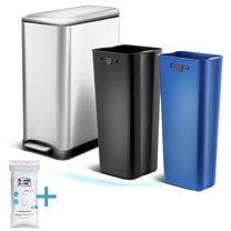 Home Zone Living 8 gal Kitchen Open Top Dual Trash Can, Stainless Steel ...