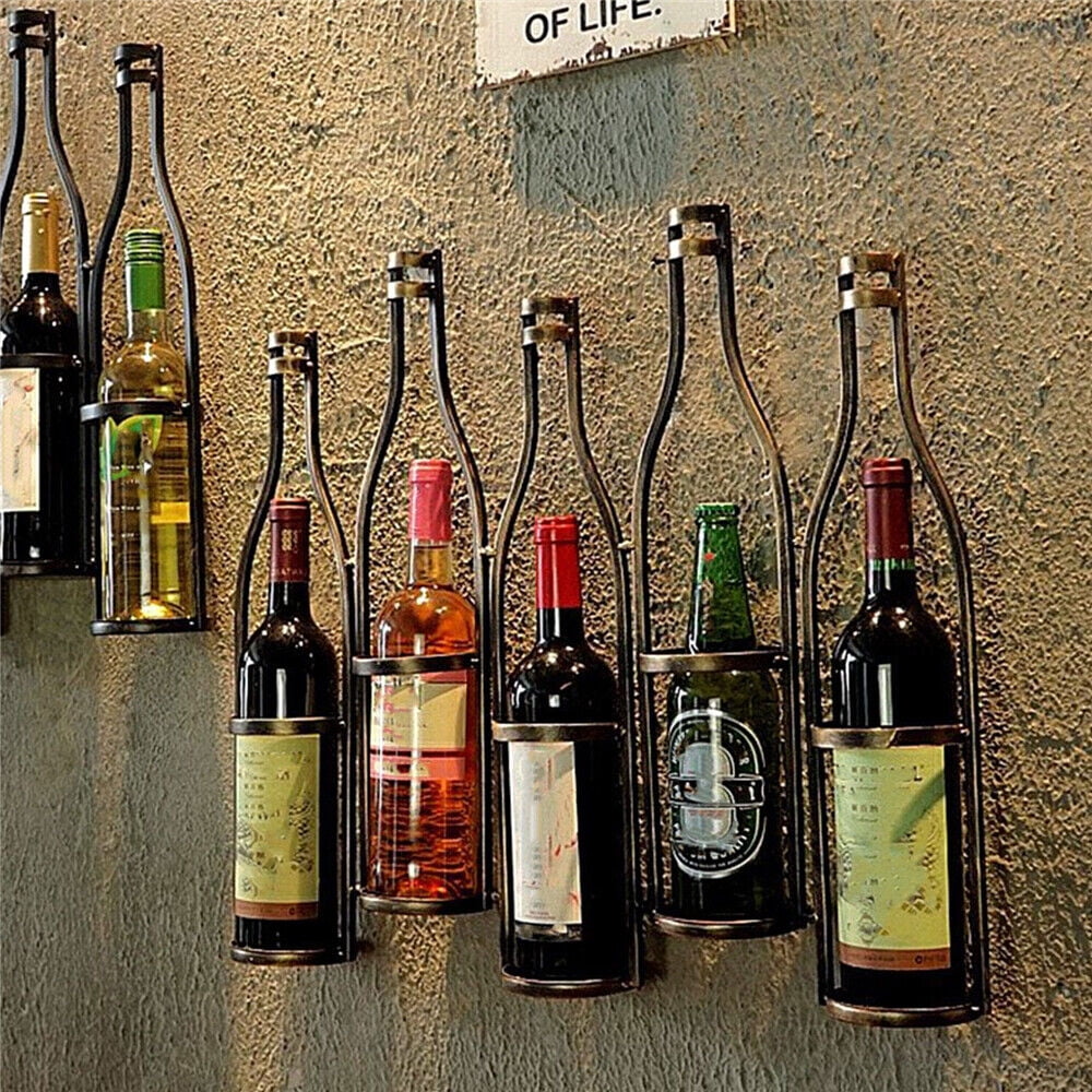 SHZICMY 5-Bottles Wall Mounted Iron Wine Racks Wine Display Holder ...