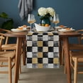 Black Gold Mosaic Cotton Linen Table Runner Rustic Abstract ...