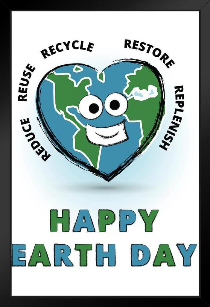 Happy Earth Day Go Green Reduce Reuse Recycle Restore Conservation Art ...