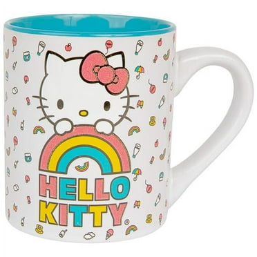 Sanrio Hello Kitty Pink Stripes Ceramic Mug With Lid | Holds 18 Ounces ...