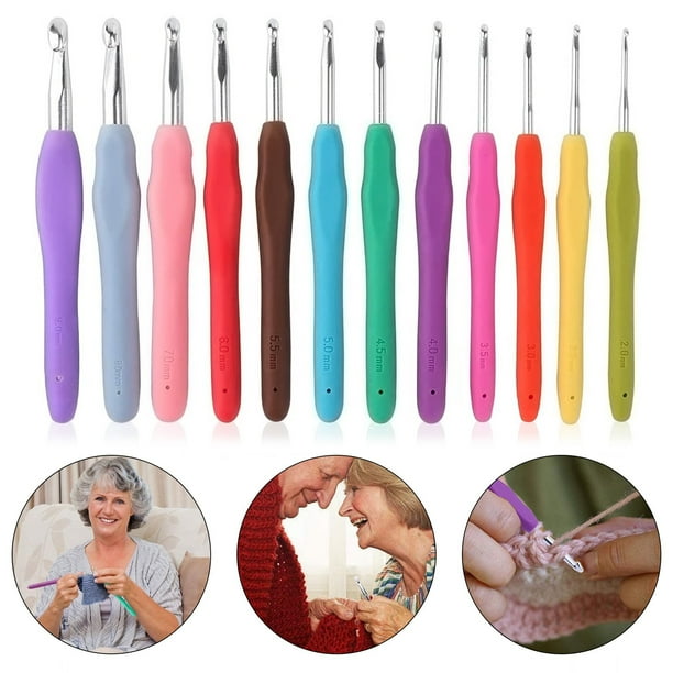 TSV 12 Sizes Crochet Hooks Set, 2mm-8mm Ergonomic Crochet Hooks ...