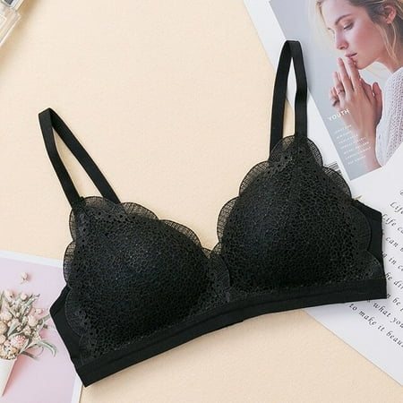 DERUILADY Sexy Lace Wireless Bralette Simple Comfort Seamless Bras For ...