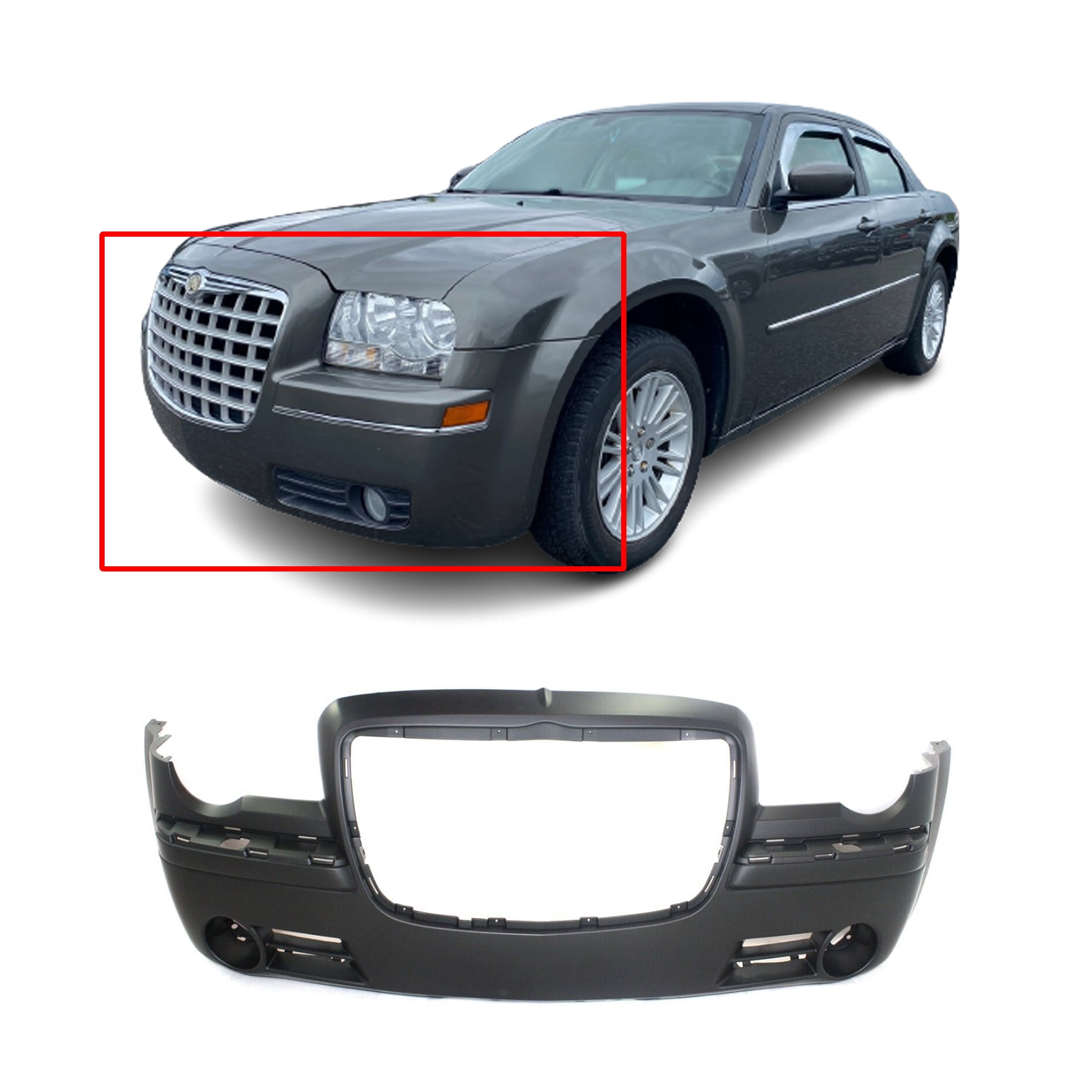 Front Bumper Cover For 2005-2010 Chrysler 300 Primed 4805774AD ...