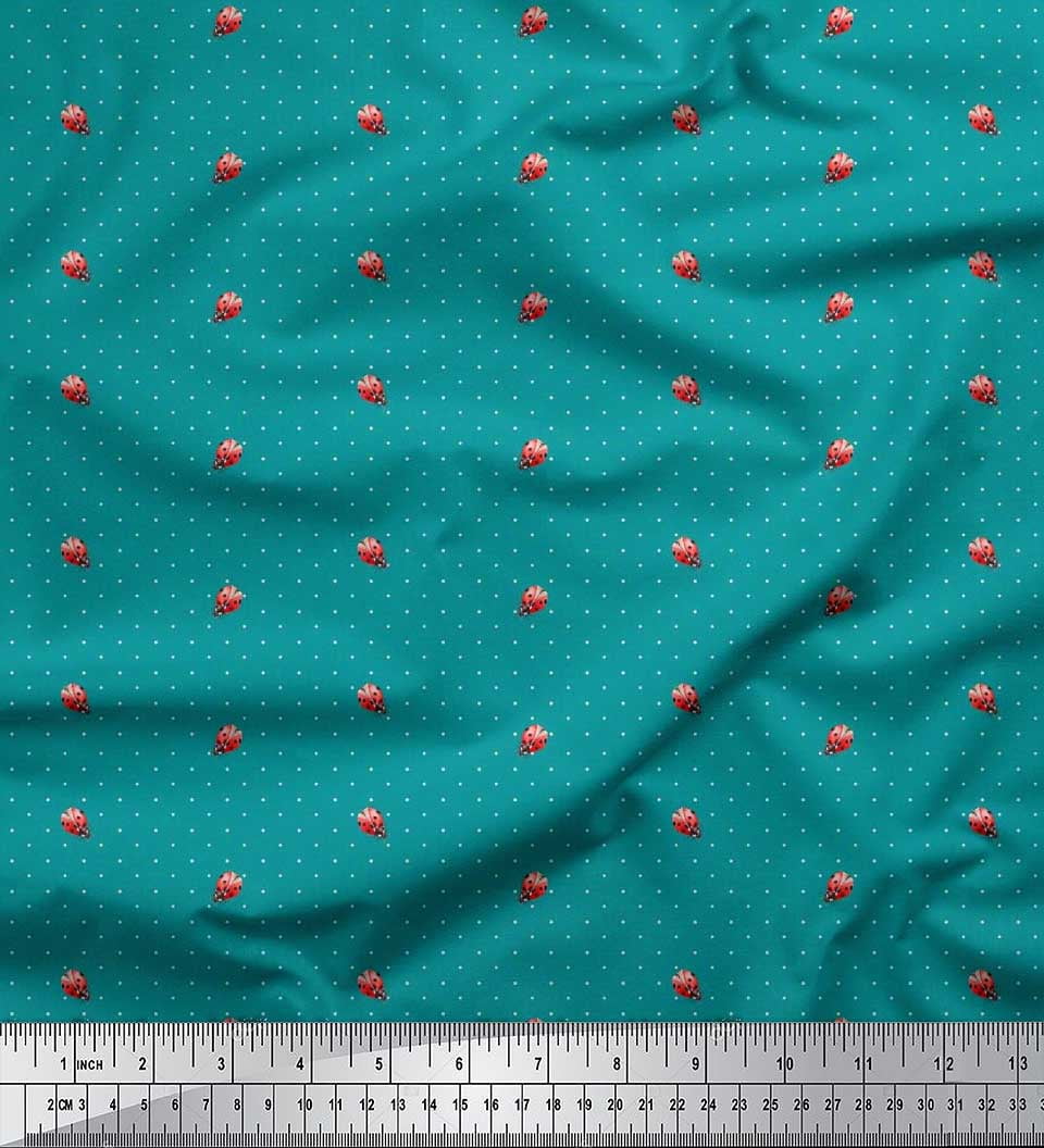 Soimoi Japan Crepe Satin Fabric Dot & Insect Print Fabric by The Yard ...