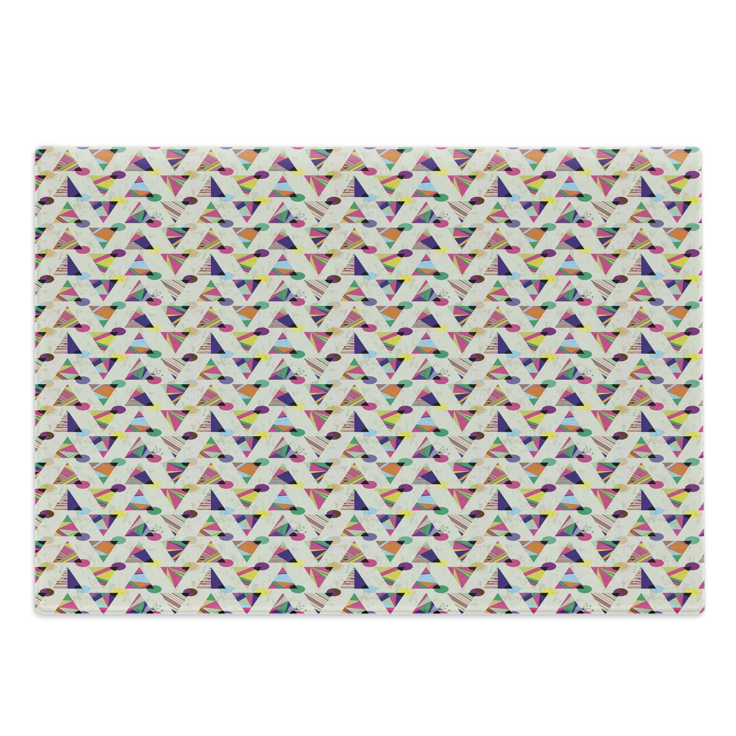 Geometric Cutting Board, Colorful Retro Style Triangles and Circles on ...