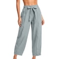 Asgosdo Pants for Women Cotton Elastic Waisted Solid Color Pants Loose ...