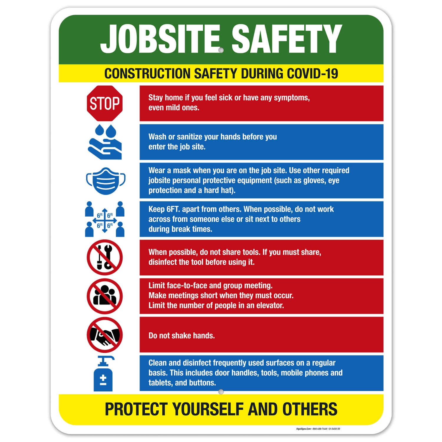 Construction Social Distancing Sign, Jobsite Safety Covid 19 Rules Sign ...