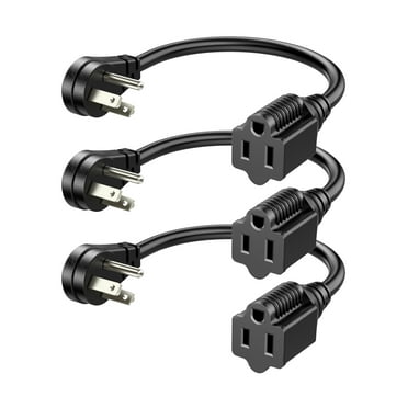 Flat Plug 1Ft Short Extension Cord, 90-Degree Plug Low Profile Power ...