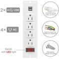 Recessed Power Strip Socket with USB Ports Mountable Desk Power Outlet ...