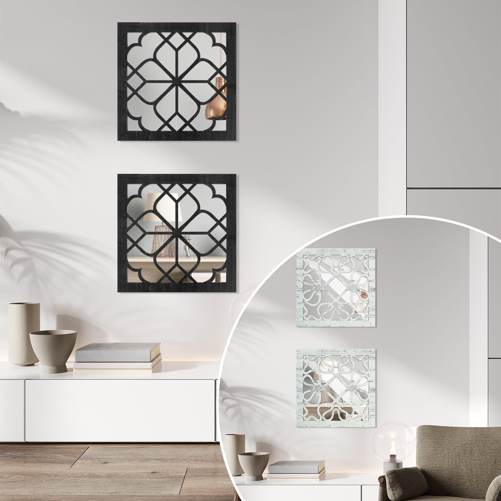 Click here for Eummy 2pcs Square Wall Mirror Decor Decorative Fas... prices