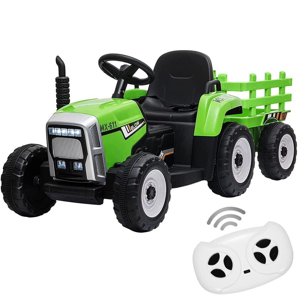 Sakiyrr Kids Ride on Tractor with Trailer, 12V Electric Vehicles Toy ...