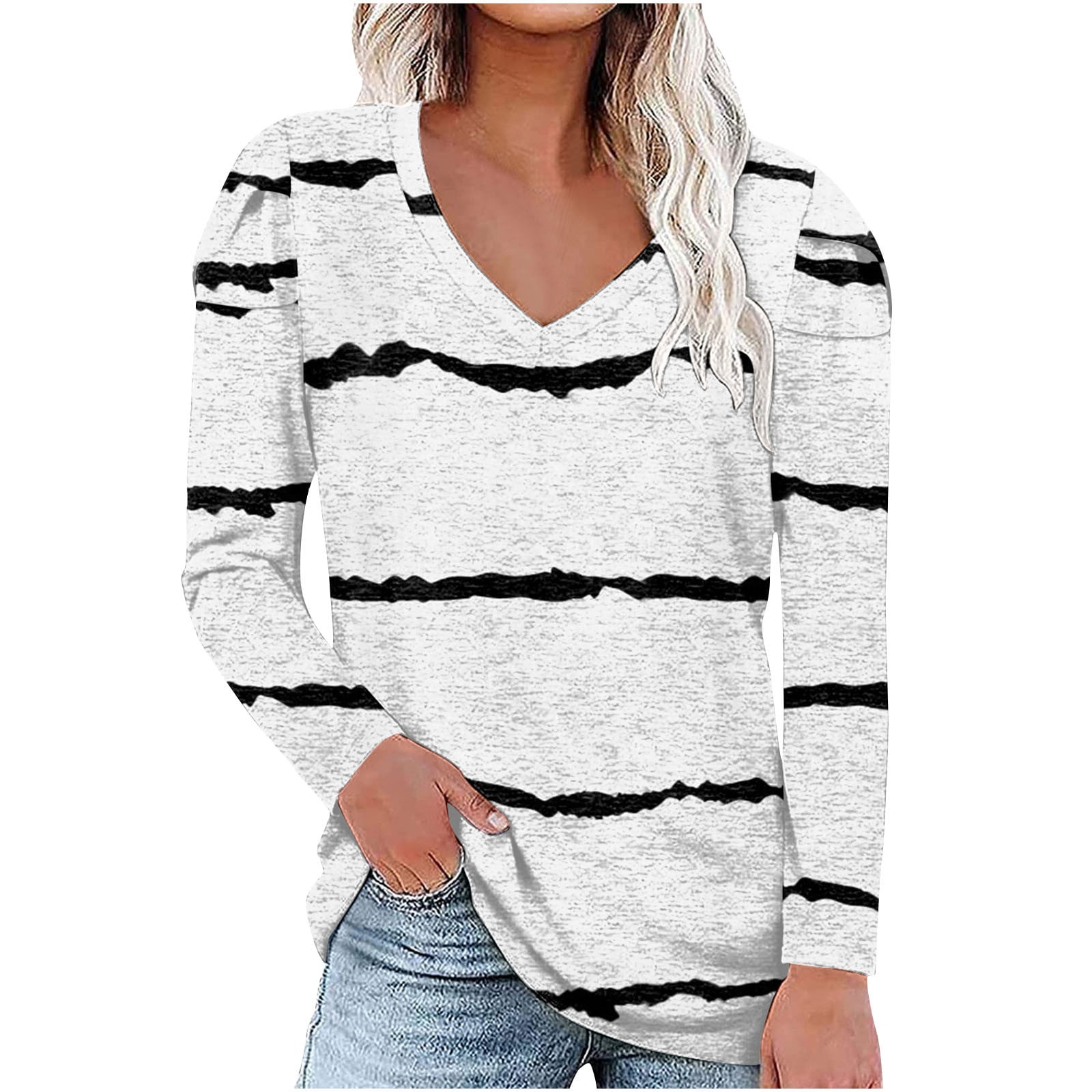 Click here for Unbranded Womens Petal Sleeve Tops V-Neck Long Sle... prices