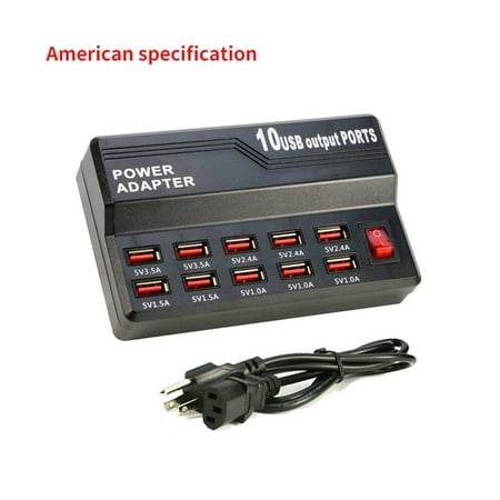 Maoww Multiple Ports Charger 10 USB 12A Power 60W Quick Charge Station ...