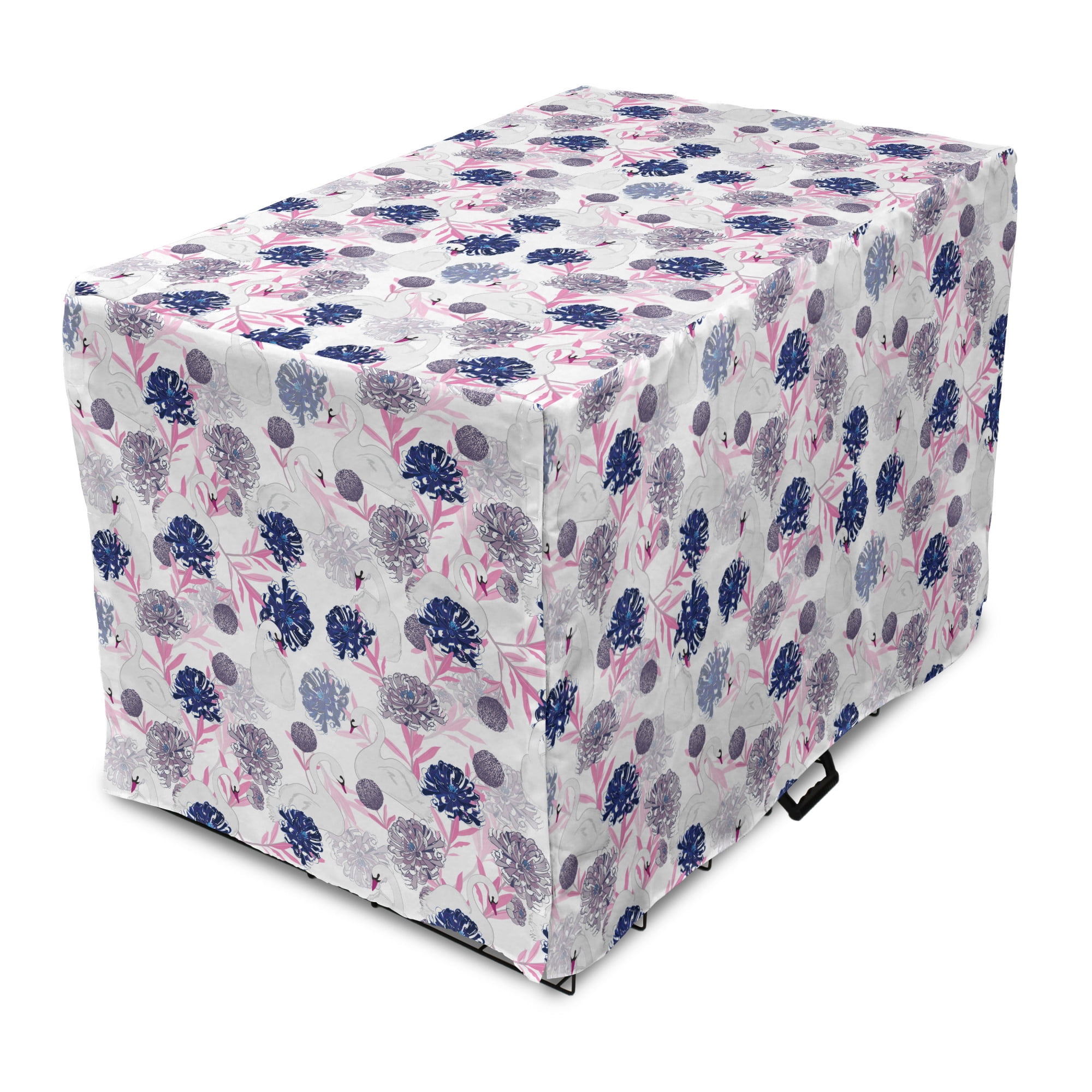 Swans Dog Crate Cover, Repetitive Spring Blooming Gracious Animal ...